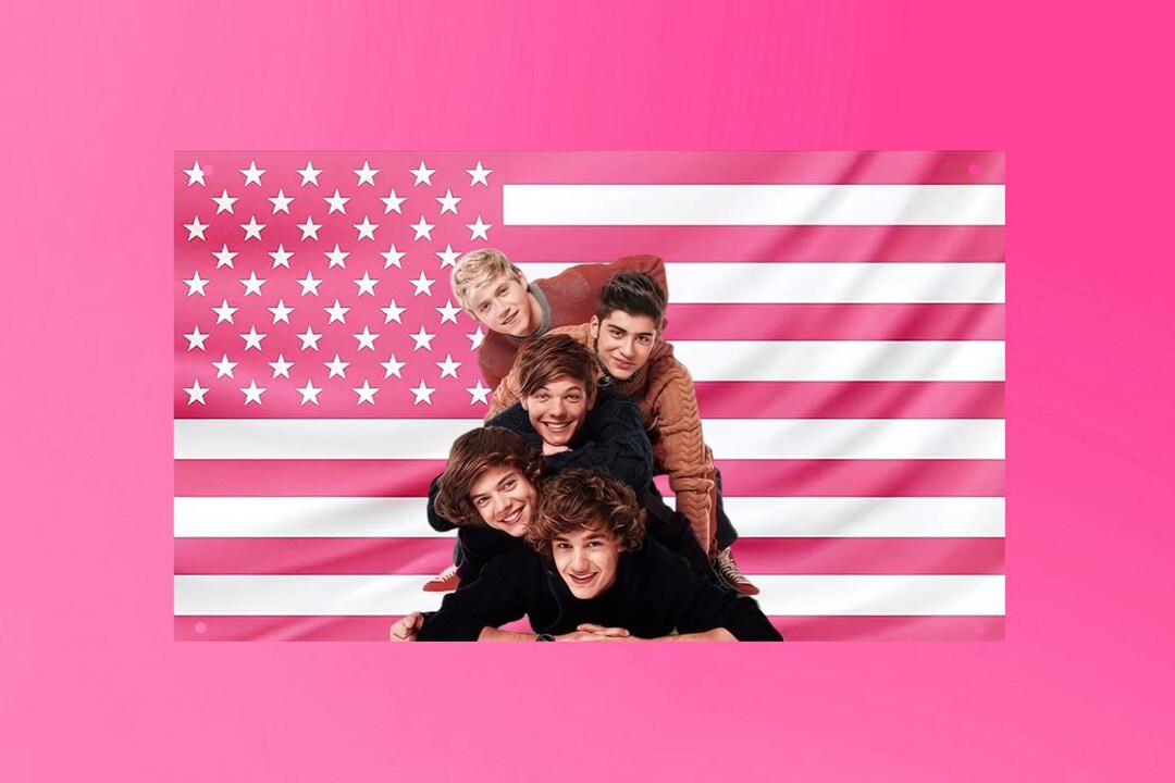 Pink One Direction Tribute Flag | 1D Vintage Music Banner | Cute Boy ...
