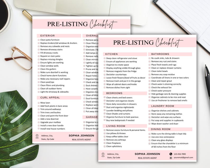 Editable Pre-listing Checklist Template, Real Estate Prelisting Form ...