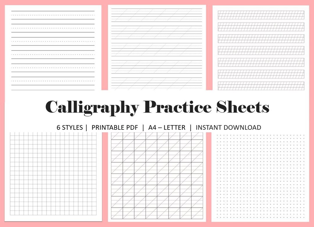 Calligraphy Practice Paper Printable, Lettering Practice Sheets, Hand ...