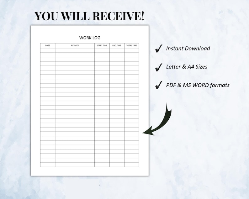 Work Hours Tracker Printable PDF, Employee Timesheet Template, Staff ...