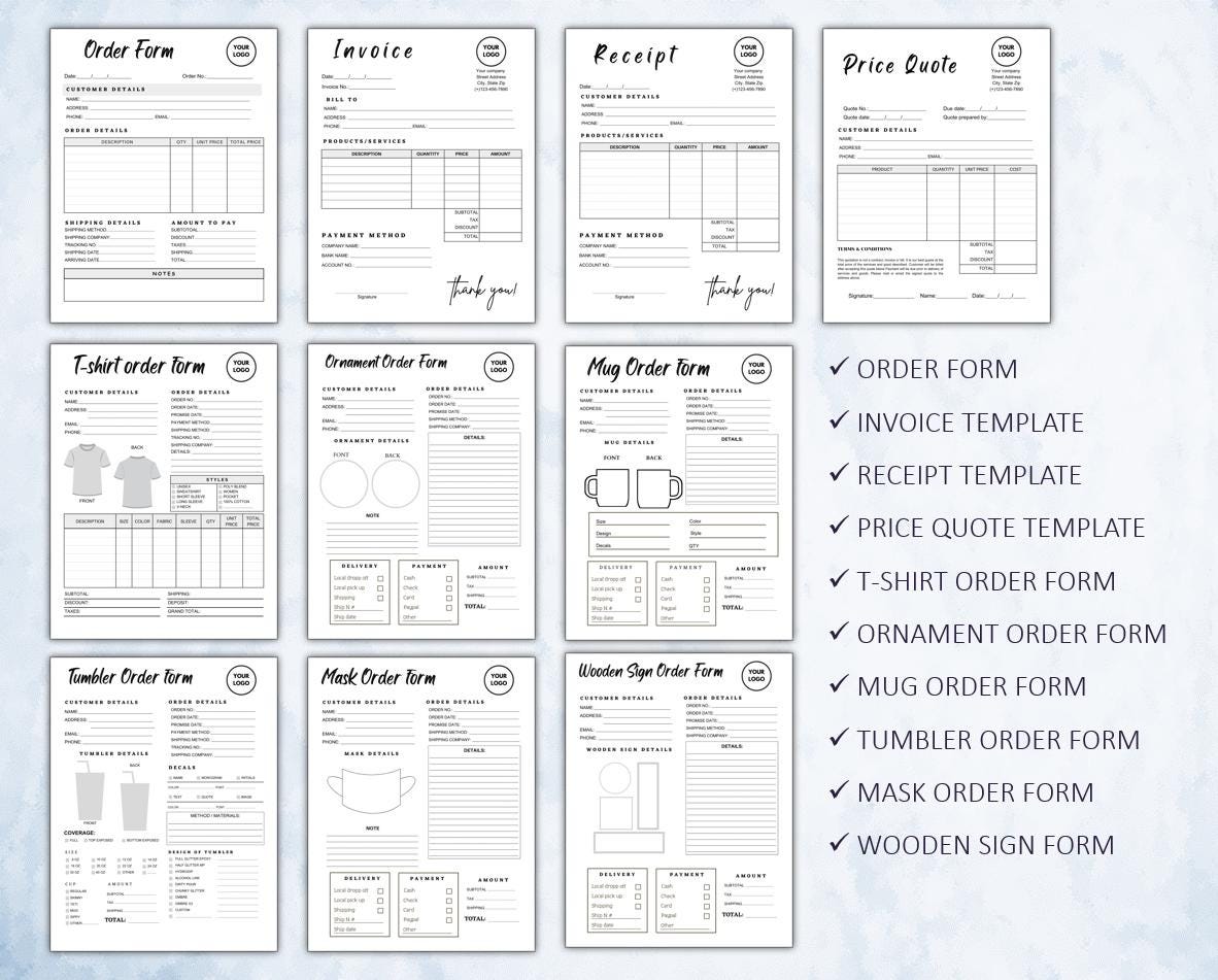 Editable Order Forms Bundle, Tshirt, Tumbler, Invoice Template ...