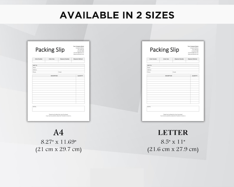 Editable Packing Slip Template, Printable Packing List for Small ...
