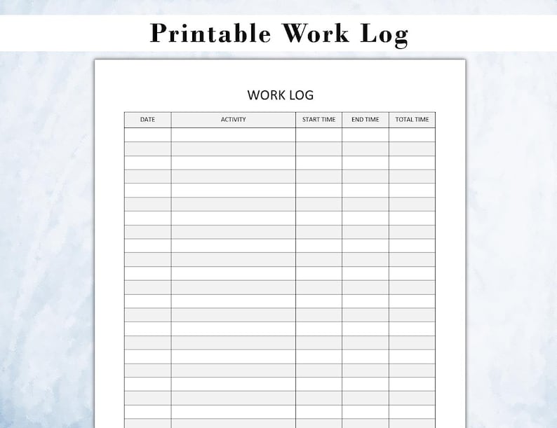 Work Hours Tracker Printable PDF, Employee Timesheet Template, Staff ...