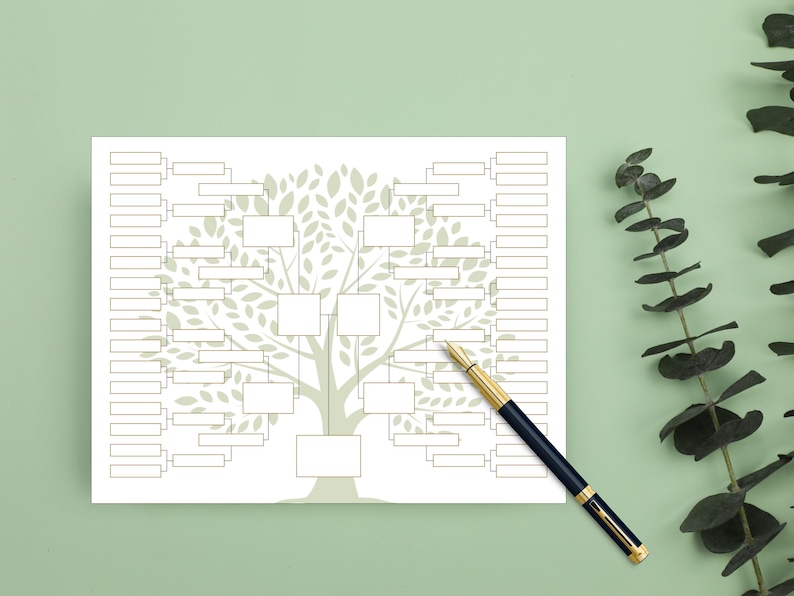 Family Tree Template 6 Generation Printable PDF, Family Tree Chart ...