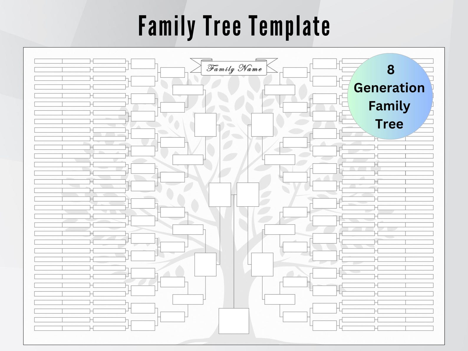 8 Generation Family Tree Template Editable, Family Tree Chart ...