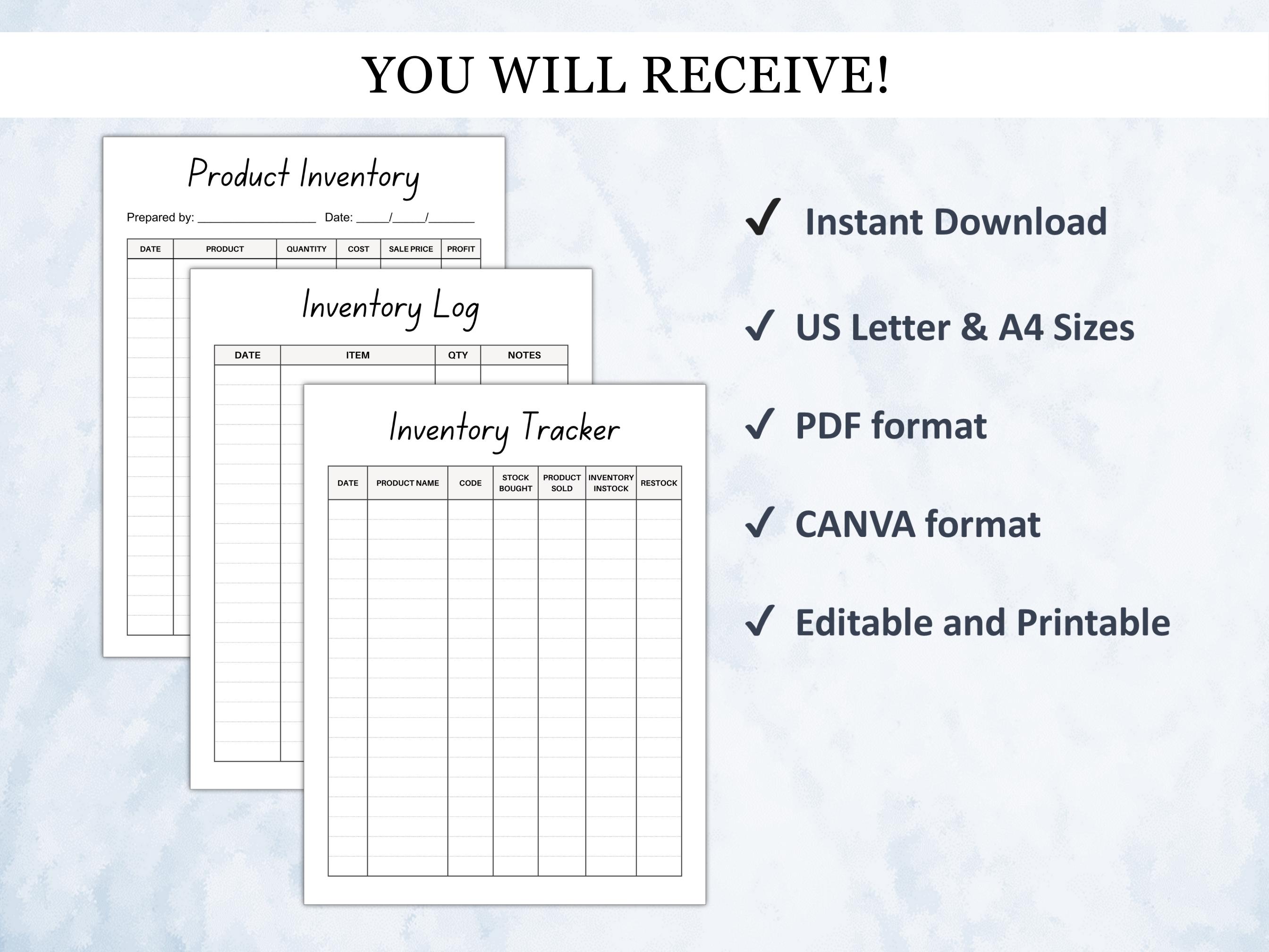 Printable Inventory Tracker Small Business, Editable Inventory ...