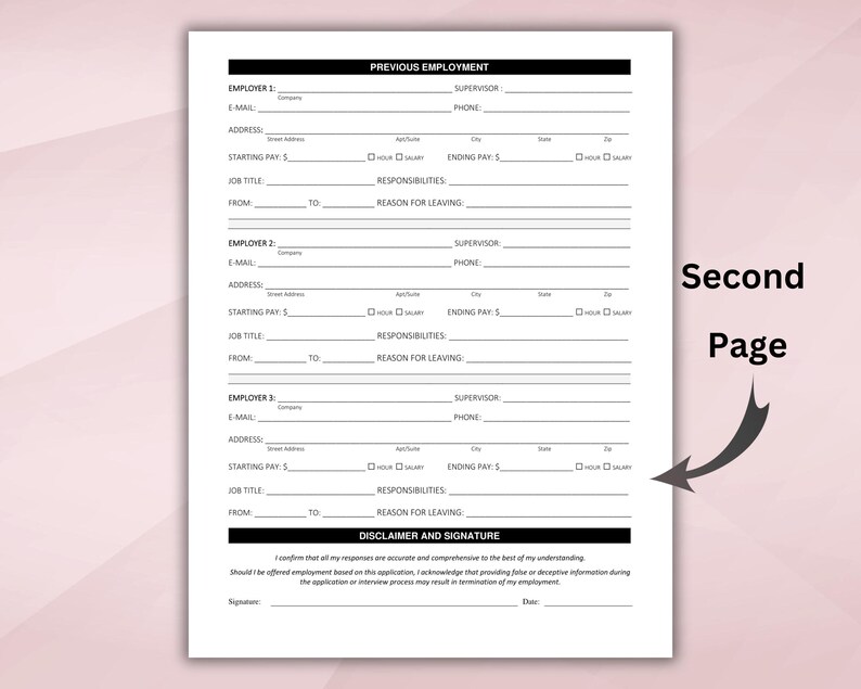 Job Application Printable, Application for Employment, Employment Form ...