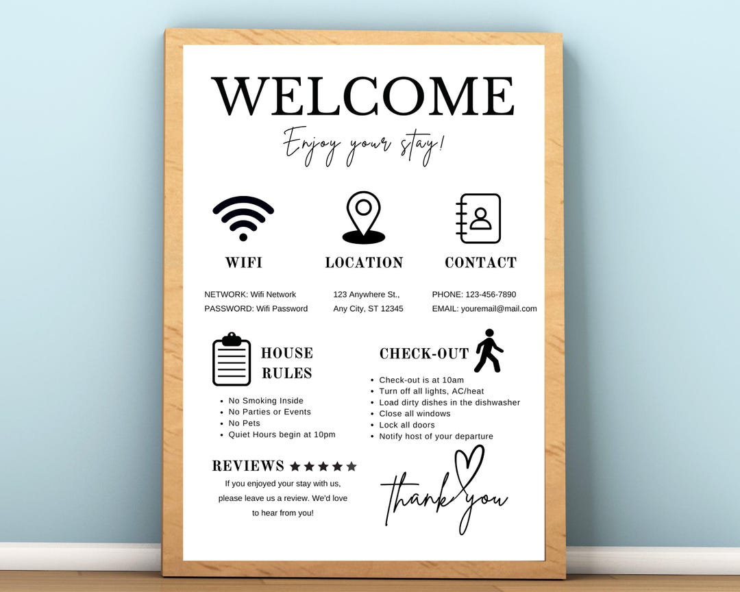 Welcome Sign for Airbnb Hosts, Vacation Rental Printable, Guest Arrival ...