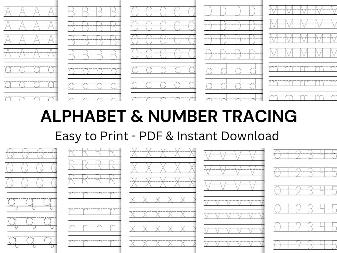 Alphabet & Number Tracing Worksheets PDF, ABC Letter Practice, Number ...