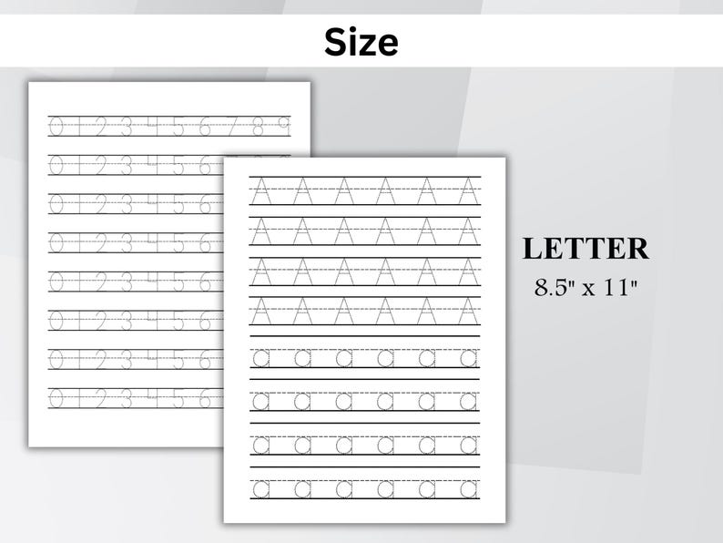 Alphabet and Number Tracing Sheet, Printable Letter & Number Tracing ...
