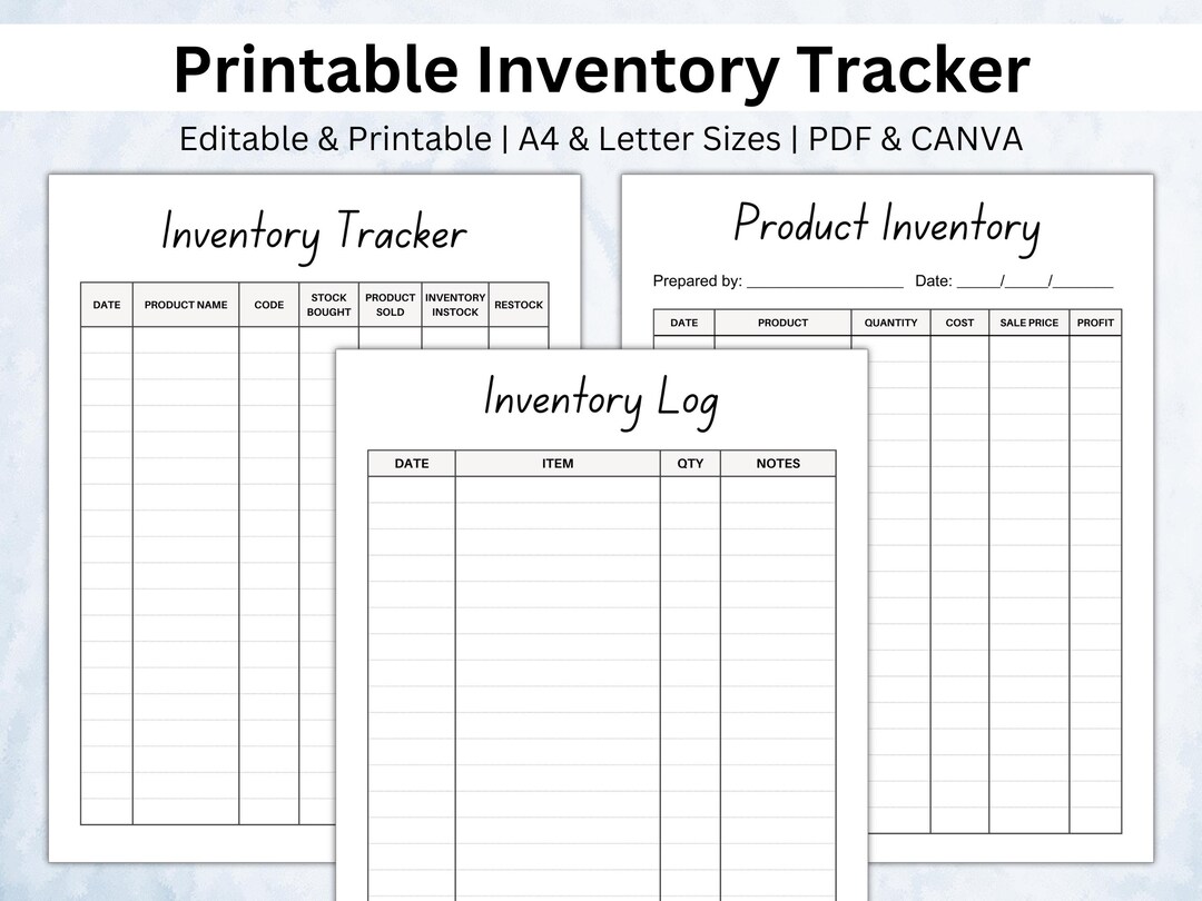 Printable Inventory Tracker Small Business, Editable Inventory ...
