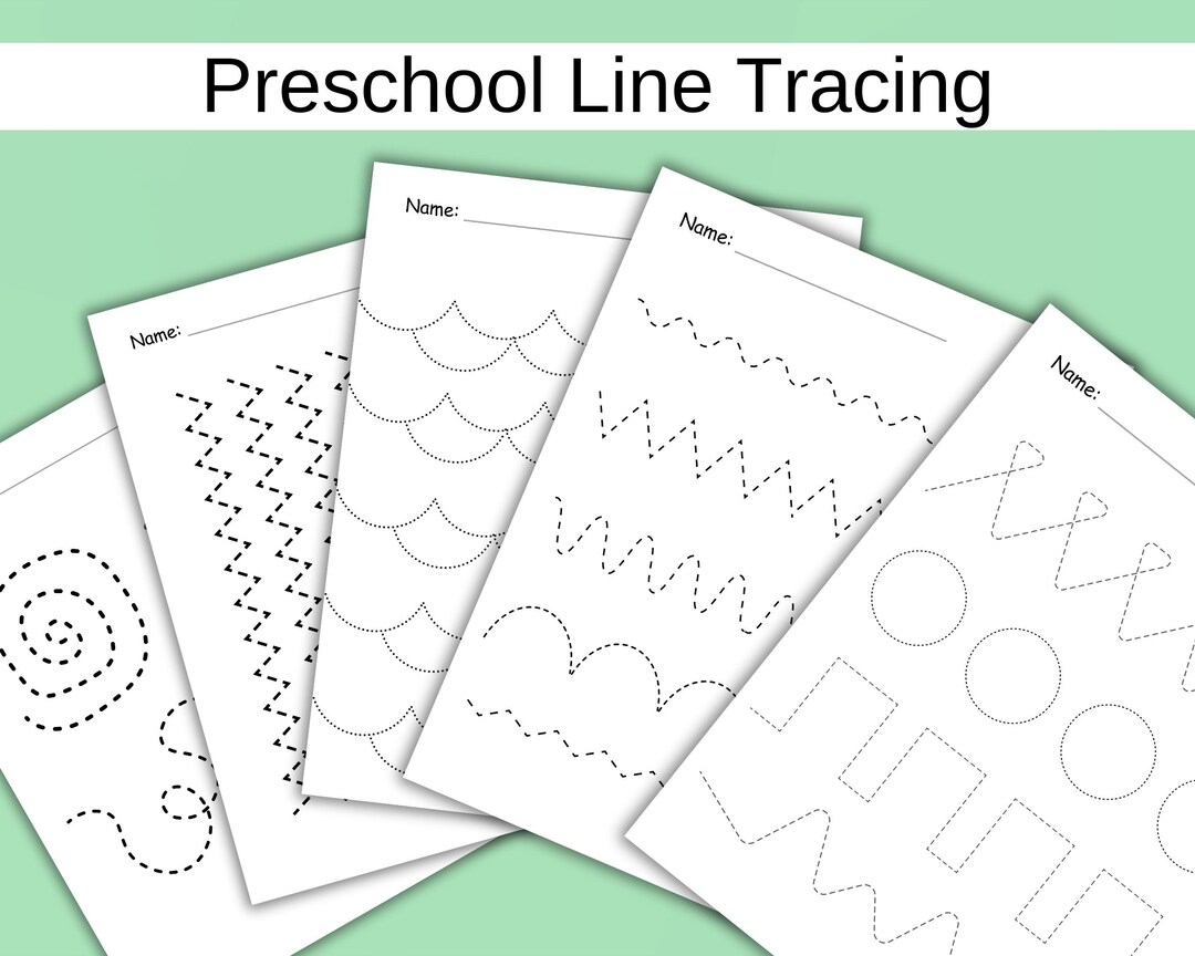 Preschool Line Tracing Worksheets Bundle, Line Trace Page Printable ...
