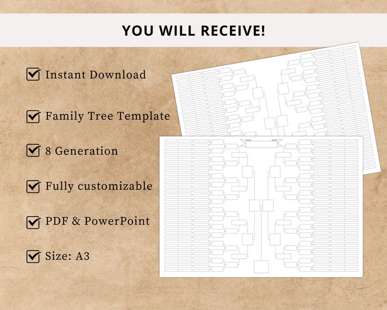 Editable Family Tree Template 8 Generation, Family Tree Chart, Family ...