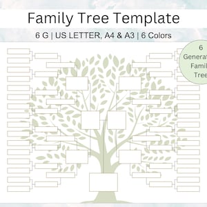 Family Tree Template 6 Generation Printable PDF, Family Tree Chart ...