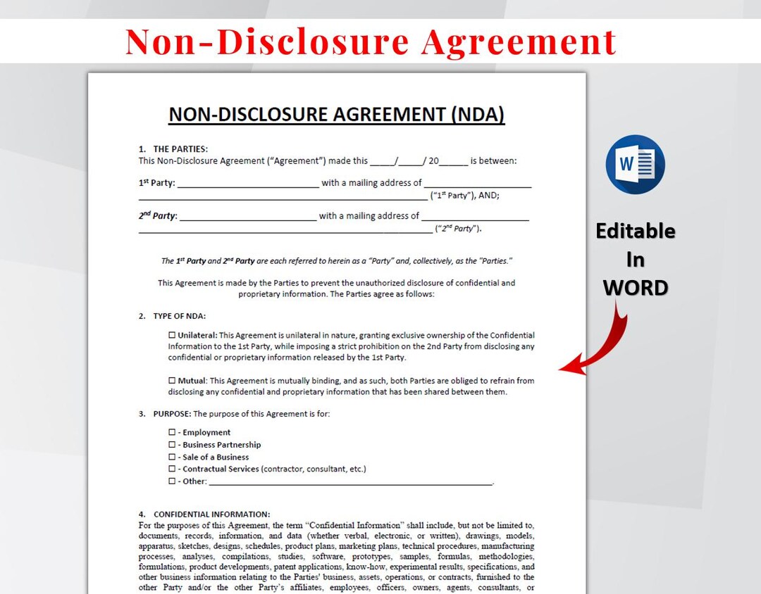 Non-disclosure Agreement Template Printable, Freelancer NDA Template ...
