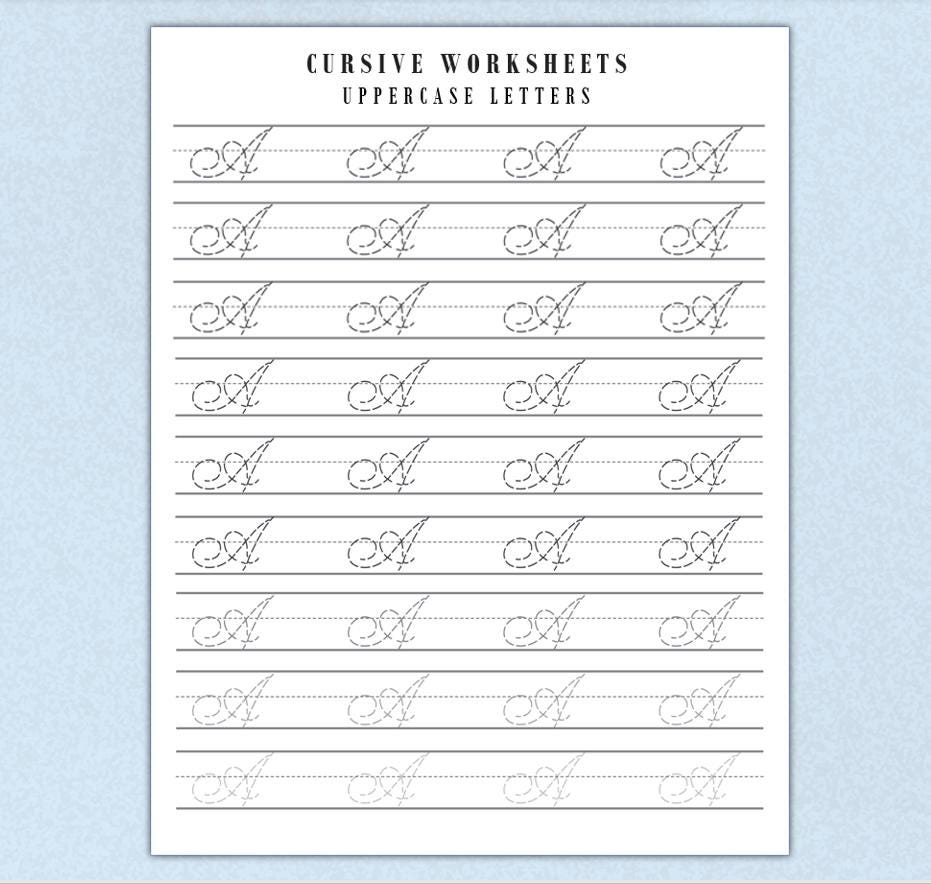 Cursive Handwriting Practice Worksheets, Printable Cursive Alphabet ...