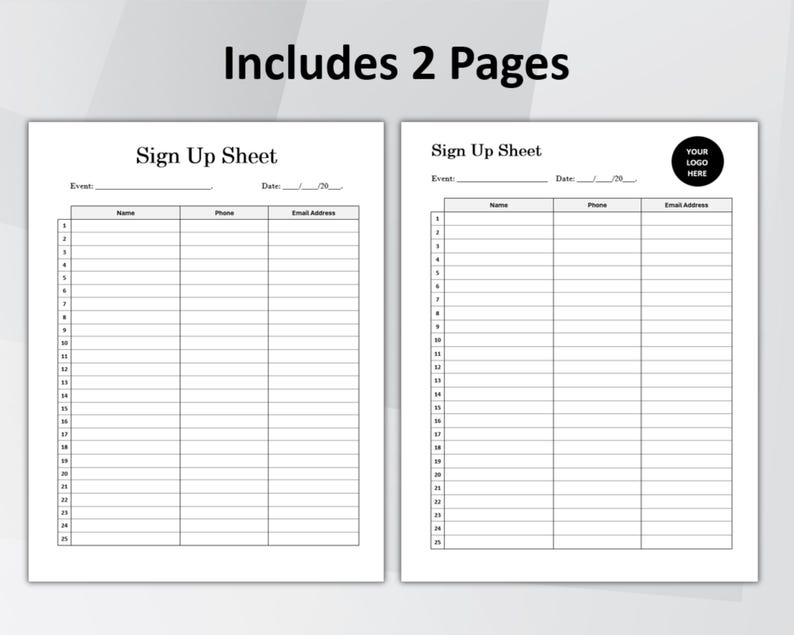 Editable Event Sign up Sheet Template | Printable Volunteer Form ...