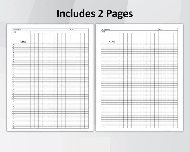 Attendance Tracker Printable Log. Attendance Sheet Template. Attendance ...