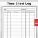 Time Sheet Log Printable | Employee Timesheet Template | Work Hours ...
