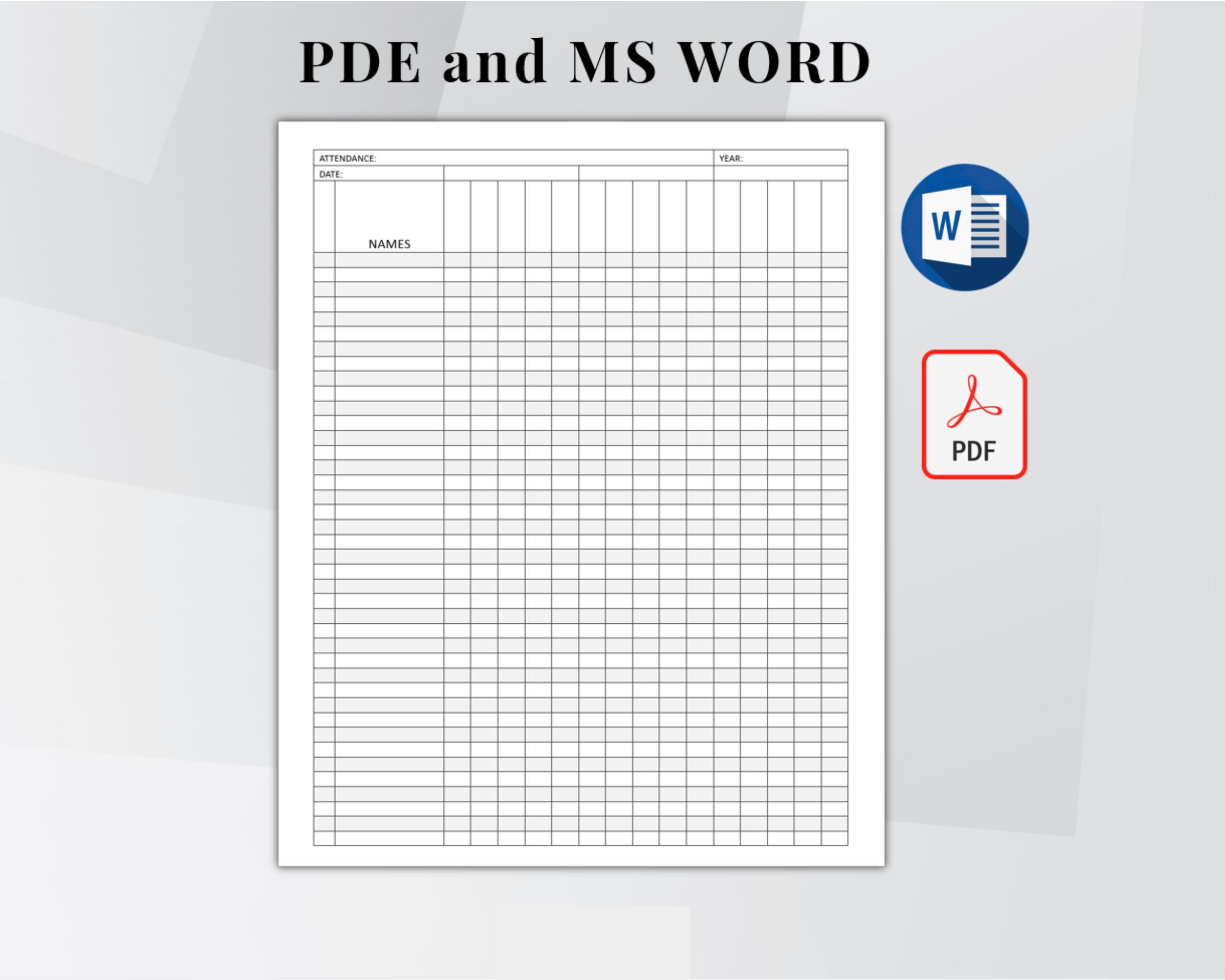 Attendance Tracker Printable PDF, Student Attendance Sheet, Homeschool ...