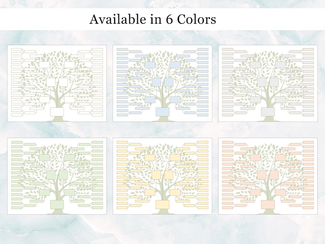 8 Generation Family Tree Template Editable, Family Tree Chart ...