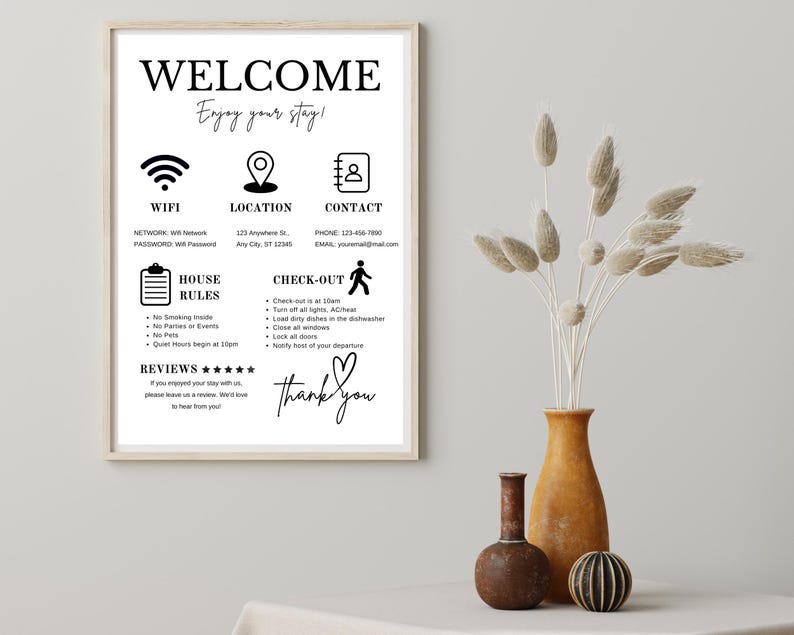 Welcome Sign for Airbnb Hosts, Vacation Rental Printable, Guest Arrival ...