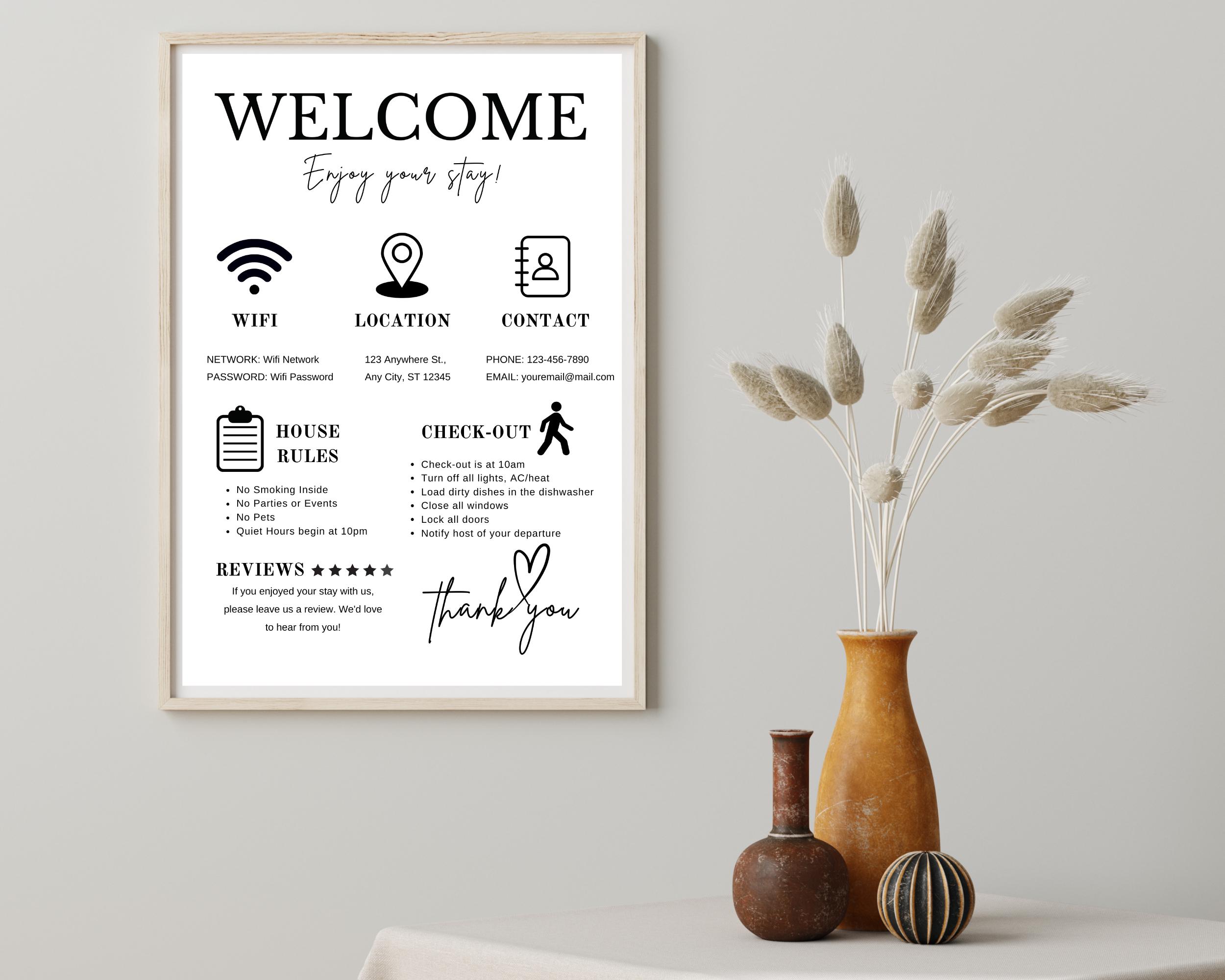 Welcome Sign for Airbnb Hosts, Vacation Rental Printable, Guest Arrival ...