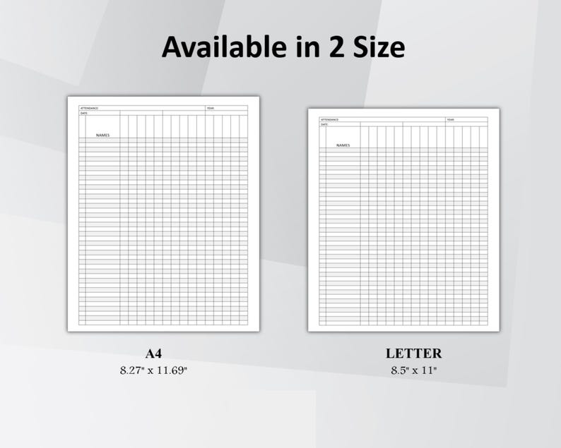 Attendance Tracker Printable Log. Attendance Sheet Template. Attendance ...