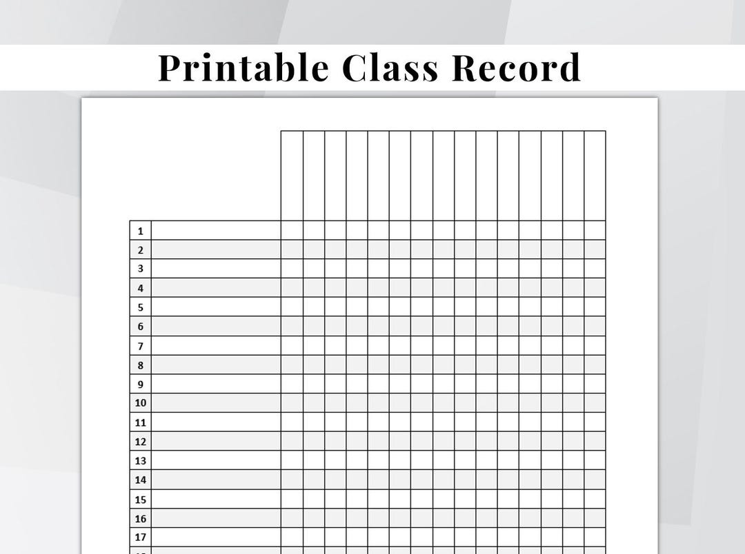Class Record & Checklist Printable, Teacher Gradebook, Class Attendance ...