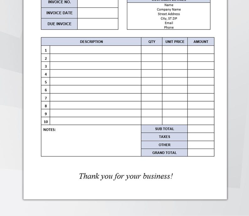 Invoice Template Printable Word, Business Invoice, Invoice Word ...