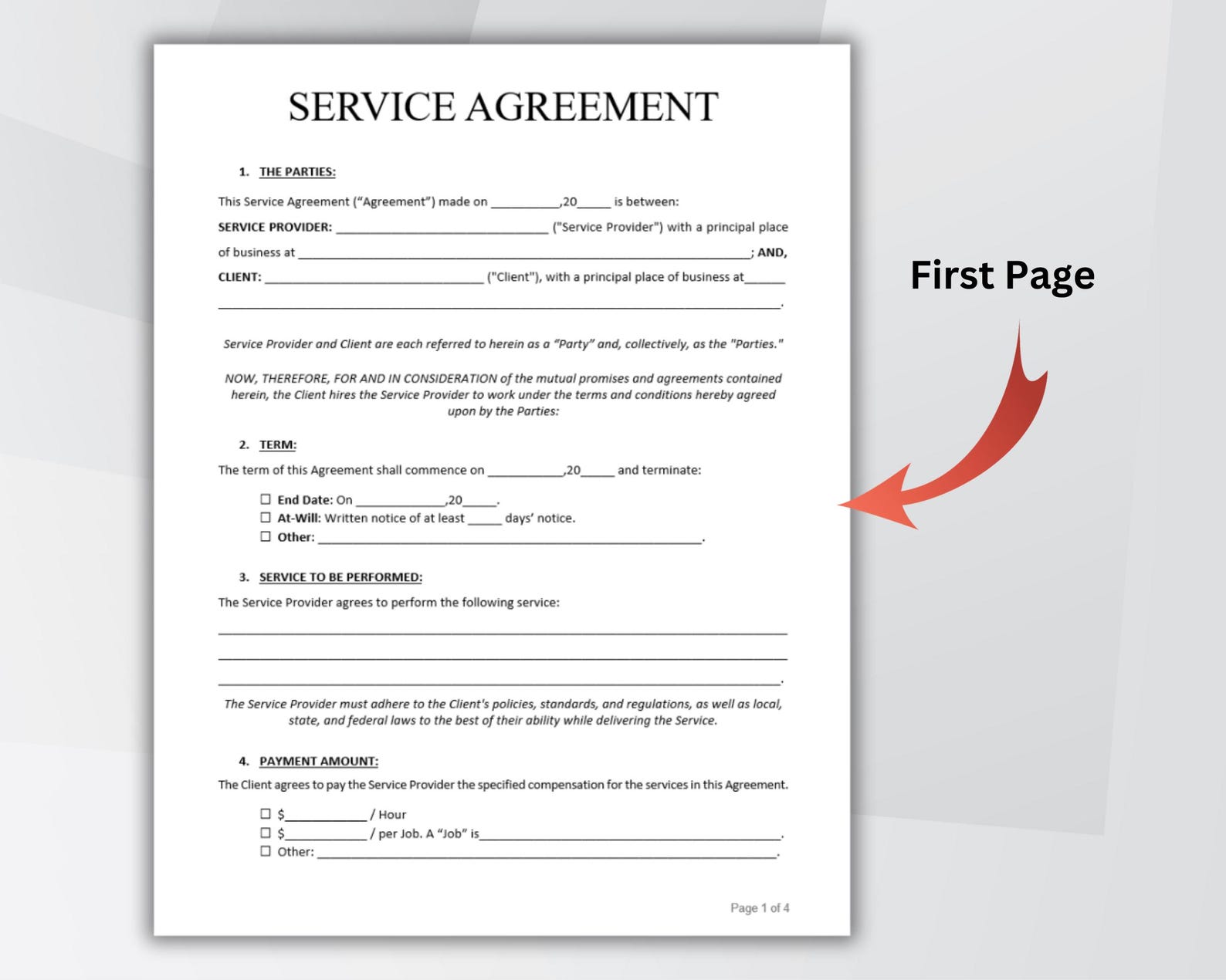 Service Contract Template Printable, Services Contract Agreement ...