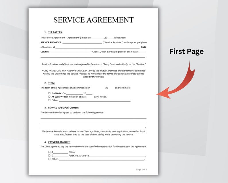 Service Contract Template Printable, Services Contract Agreement ...
