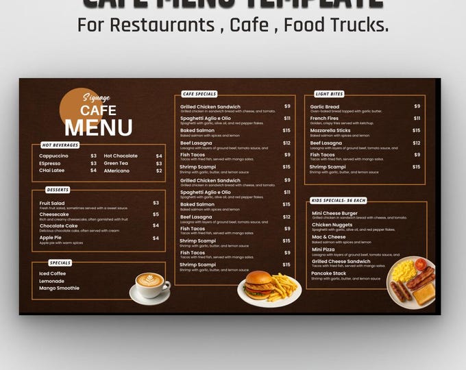 Minimal Cafe Menu Board Template Bundle, Editable Cafe Menu Template ...