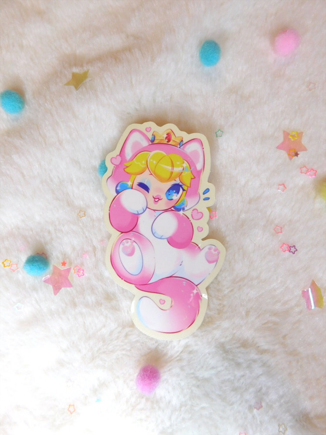 Cat Peach Sticker - Etsy