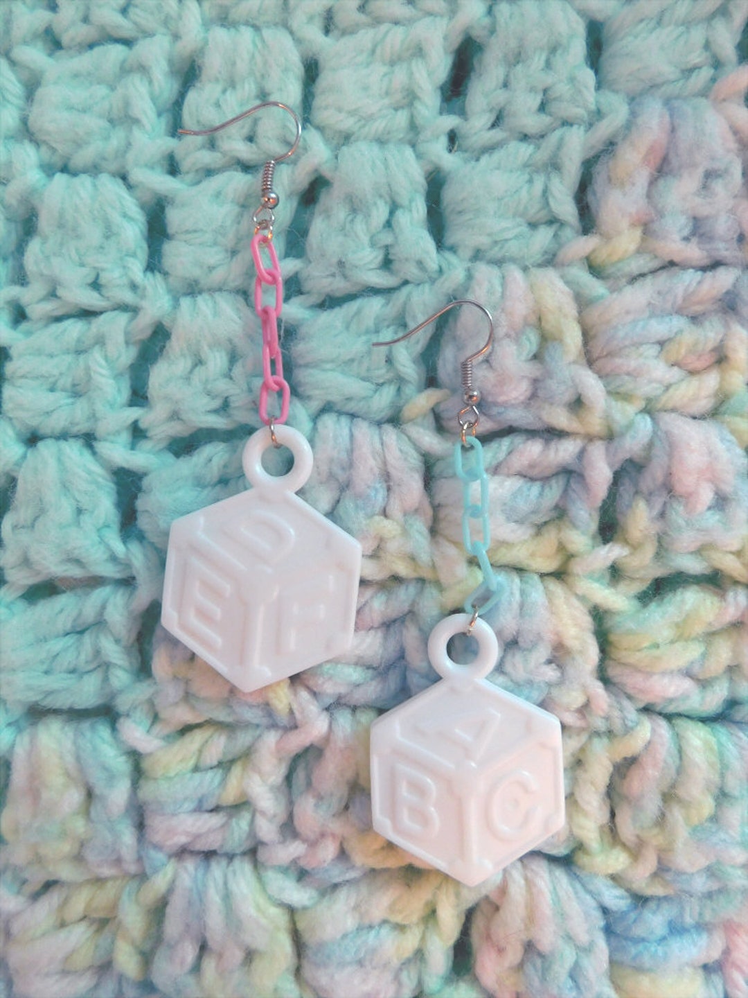 Alphabet Block Earrings white - Etsy