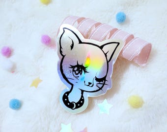 Y2K Cat Sticker Kitty Heart Sparkly Glitter Rainbow Stars Kawaii - Etsy