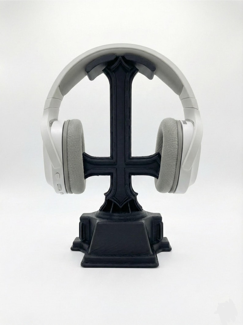 Gothic Inverted Cross Headphone Stand | Dark Gaming Setup Decor ...