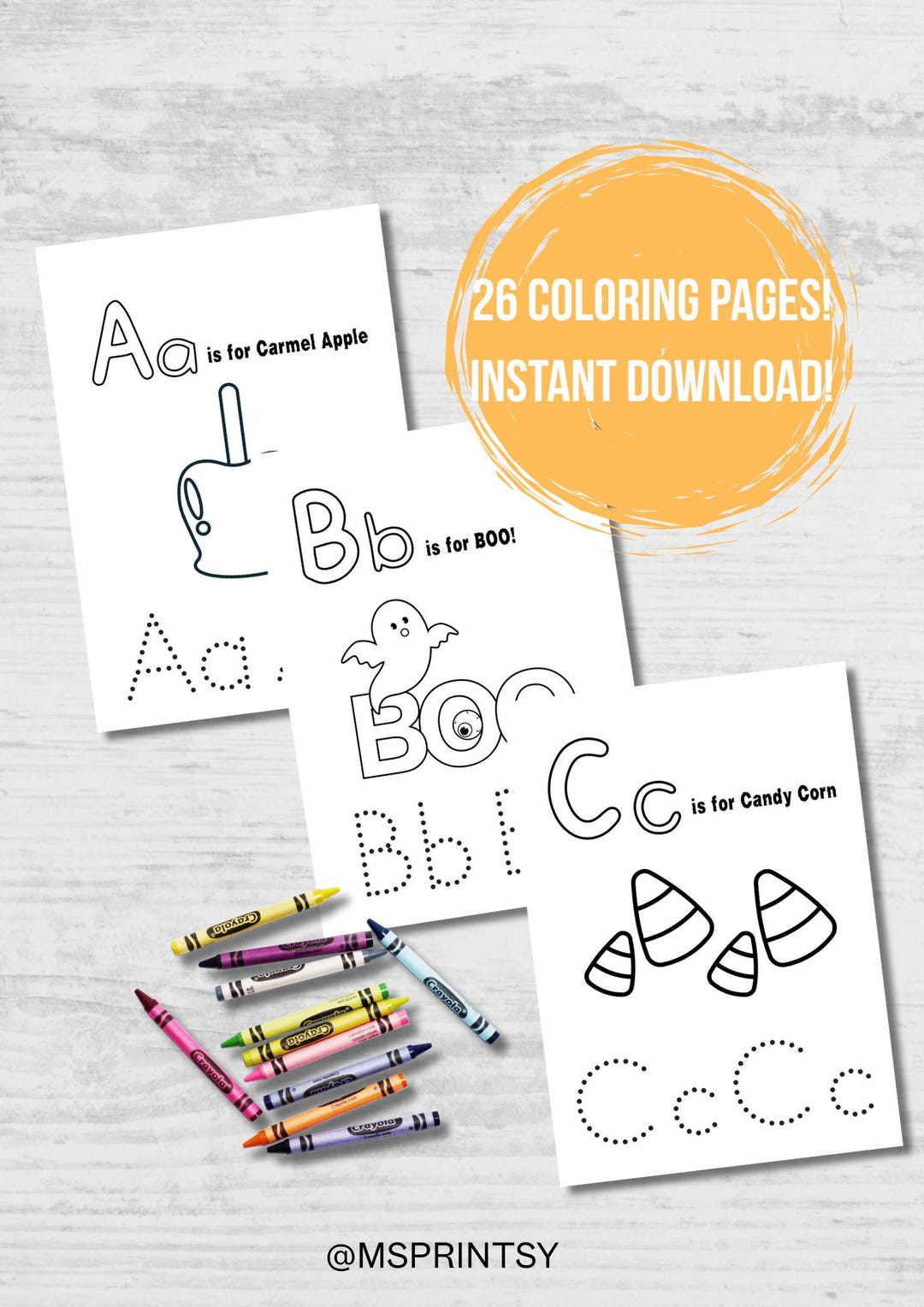 Halloween ABC Coloring Book: Printable Alphabet Activity Pages (digital ...