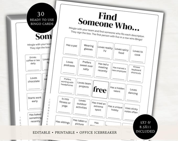 Find Someone Who Bingo, Printable Icebreaker Games, Get to Know You ...