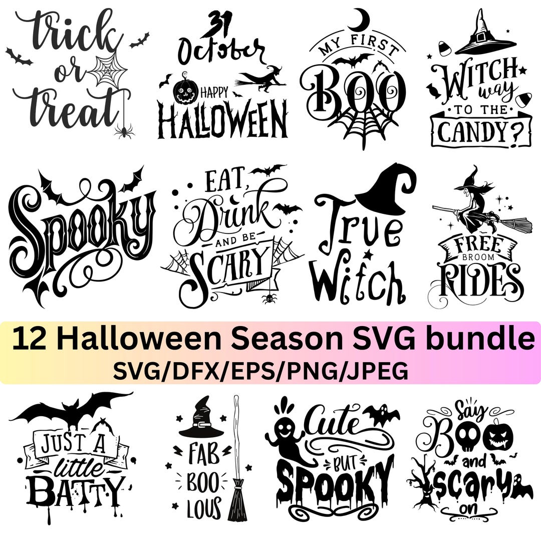 Halloween Quotes SVG Bundle: Spooky Designs for Cricut (digital ...