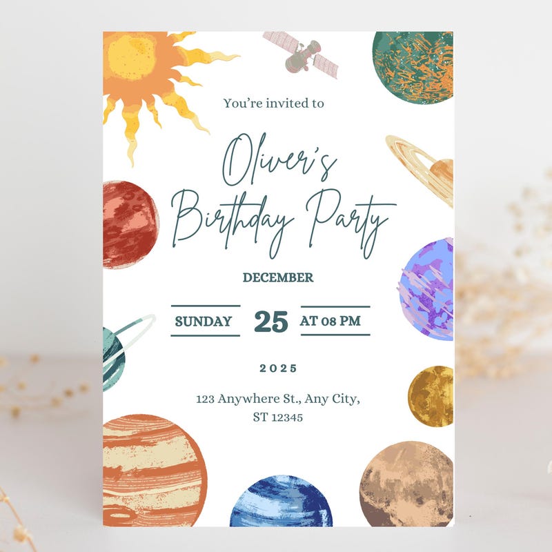 Solar System Invite - Etsy