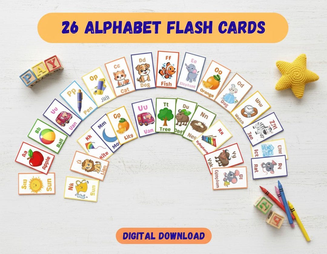 26 ABC Flash Cards, Educational Cards, A-Z Cards, Learn Abcs, Alphabet ...