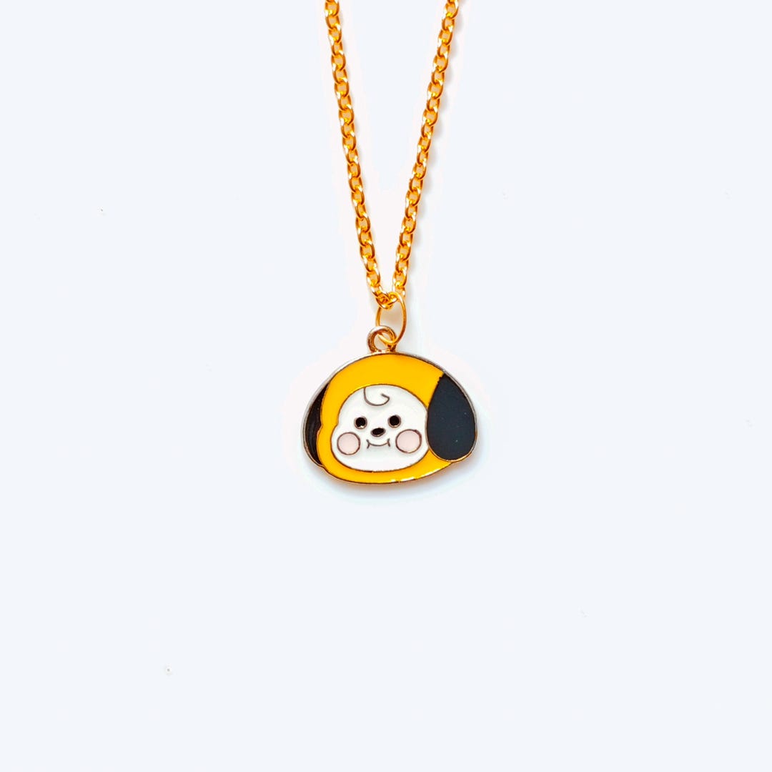 Chimmy Necklace: BT21 Yellow Puppy Enamel Pendant, Gold Plated - Etsy