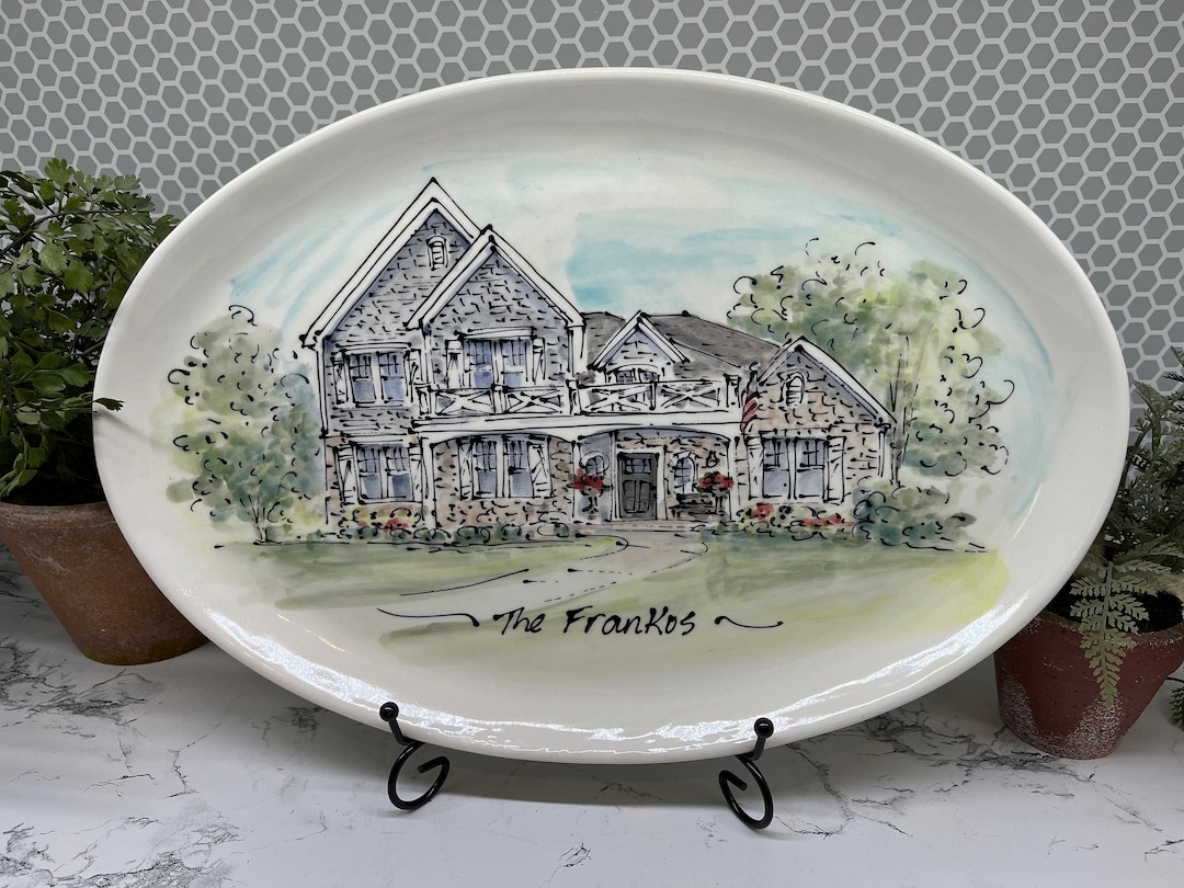 Personalized Platter, Custom Hand Painted House Portrait Dish ...