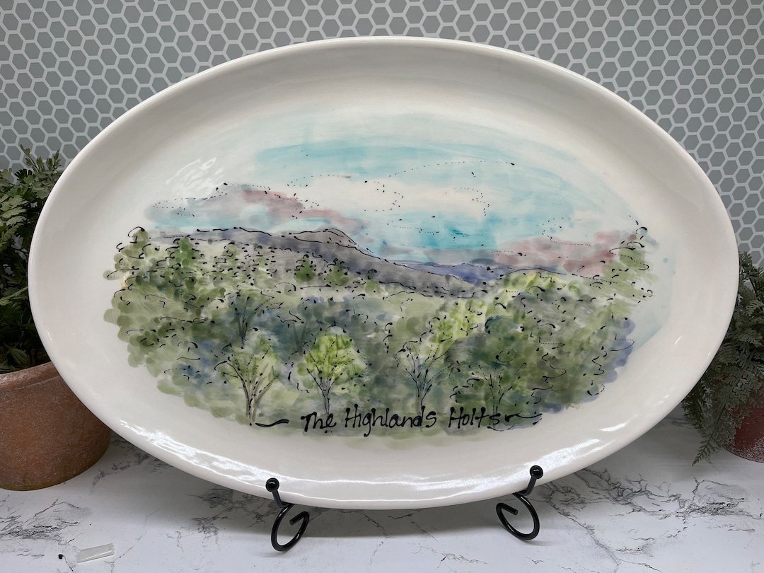 Custom Hand-painted Landscape Platter, Personalized Pottery Dish - Etsy