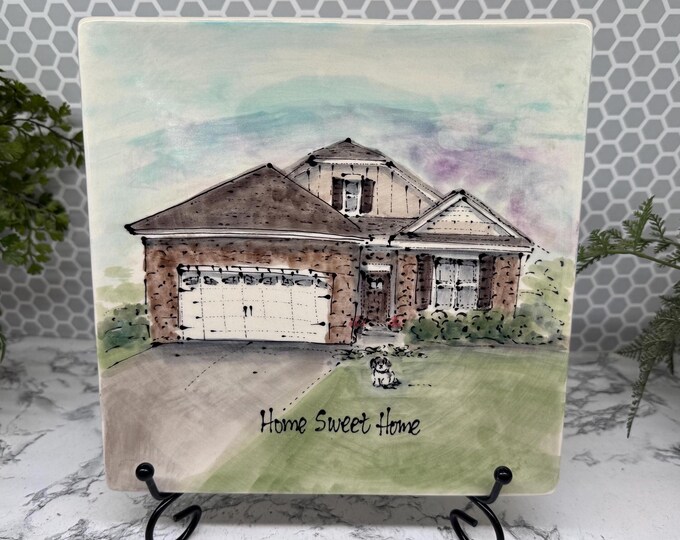 Custom Hand-painted House Platter | Homeowner, Wedding, Christmas ...