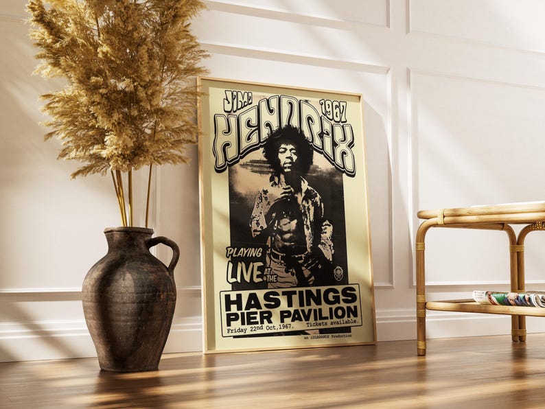 Jimi Hendrix Printable Poster | Psychedelic Rock Wall Art | Vintage ...