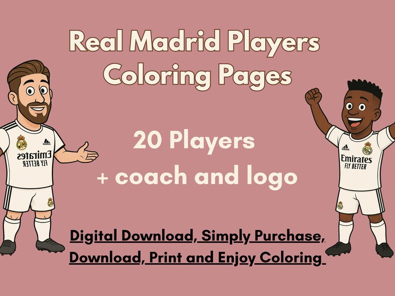 Real Madrid Coloring Book: 22 Player Prints (digital Download) - Etsy