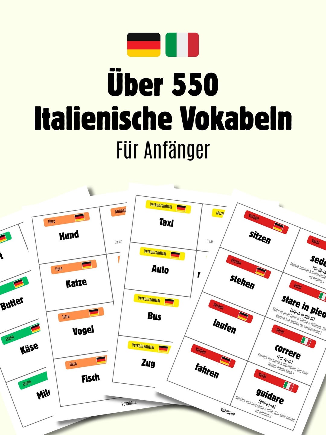 Italian Vocabulary Flashcards | the 576 Most Important Words for ...