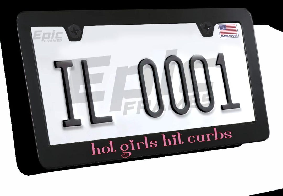 Hot Girls Hit Curbs License Plate Frame – Funny Premium Black Metal Car ...